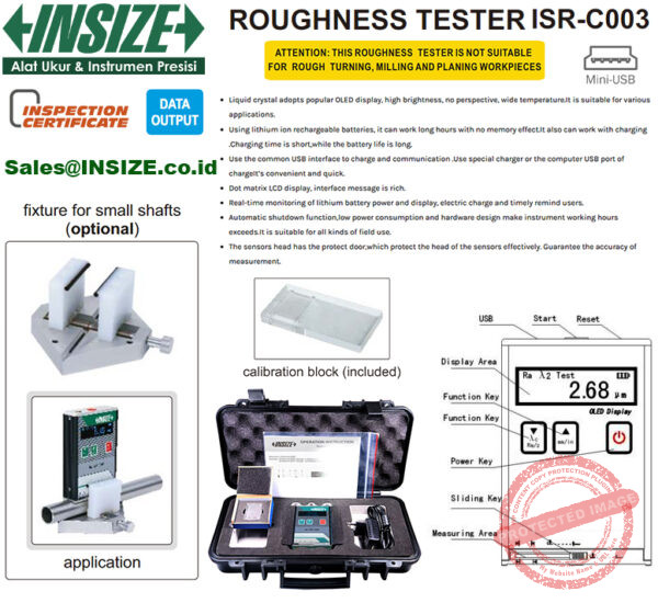 INSIZE Surface Roughness Tester ISR-C003 (Probe stylus radius/angle ...