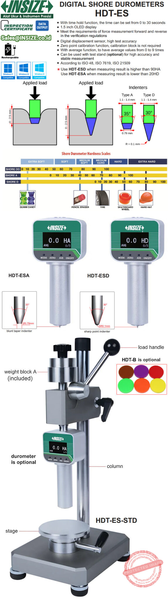 INSIZE HDT-ESA Digital Shore A Durometer (Graduation; 0.2HA, Accuracy ...